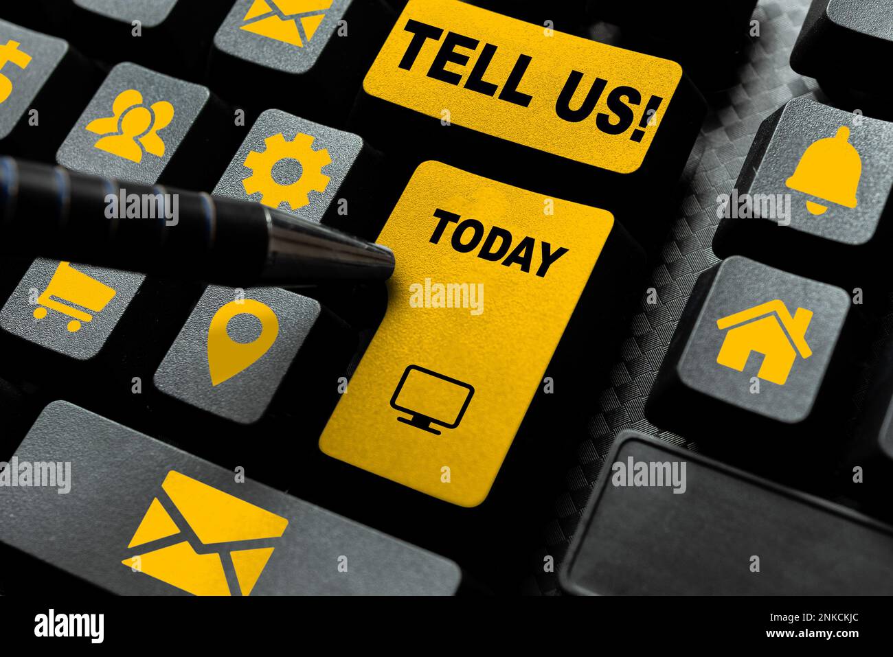 Sign displaying Tell Us. Word Written on communicate information to ...