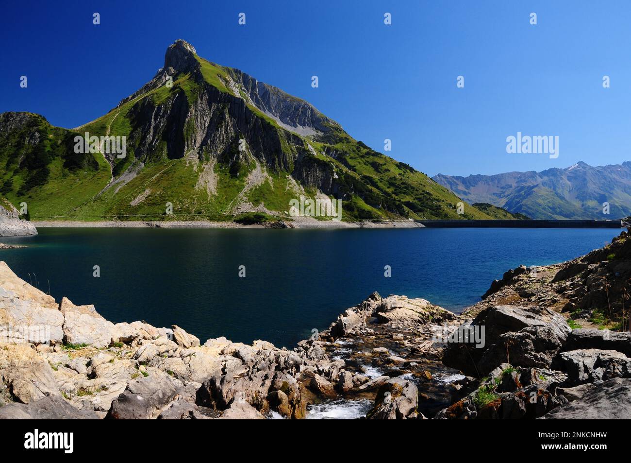 Spullersee, reservoir at the source of the Lech, Vorarlberg, in the ...