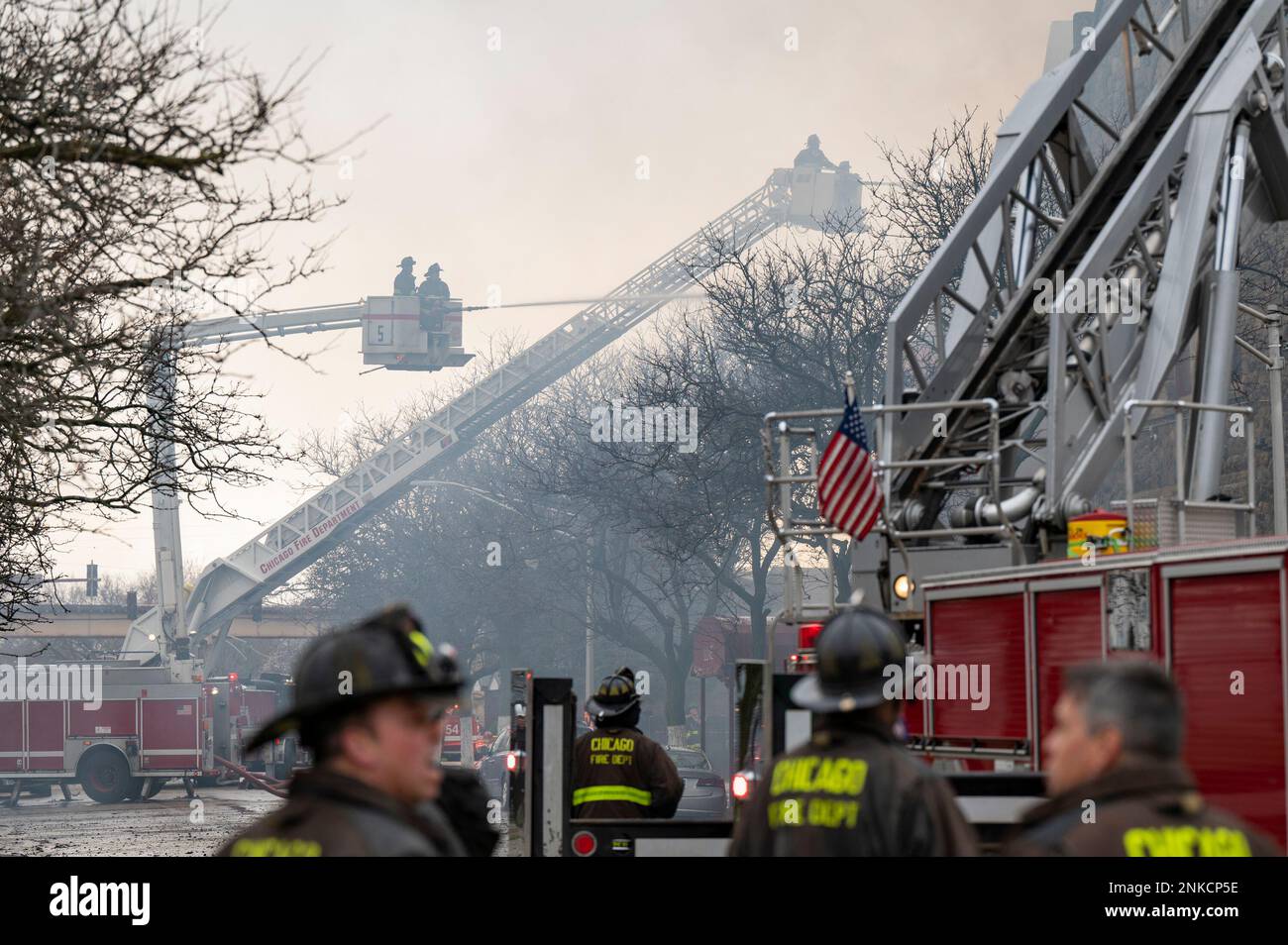 Chicago firefighters battle a fire at the Antioch Missionary Baptist ...