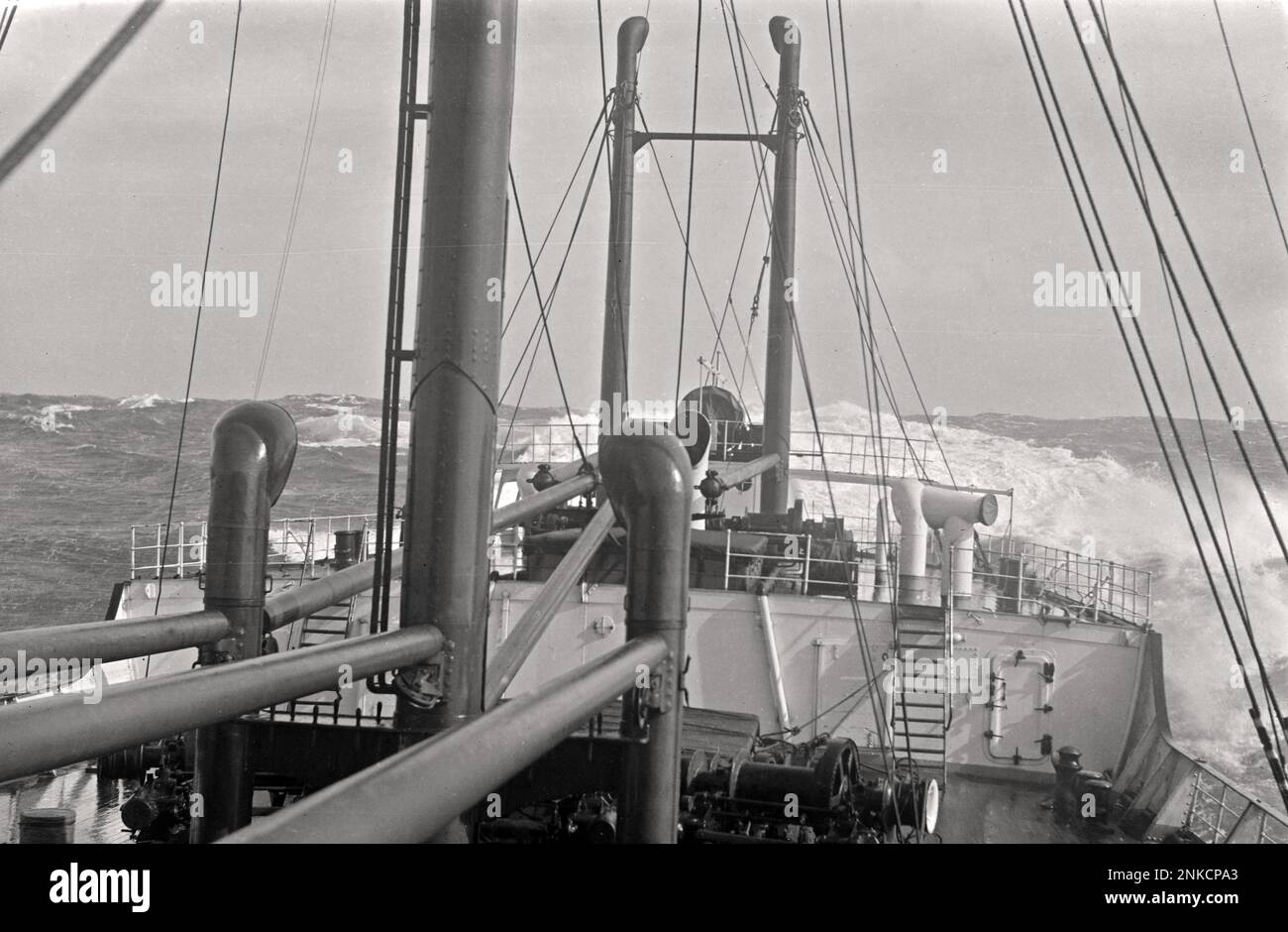 Foredeck of a cargo ship on the high seas Stock Photo - Alamy