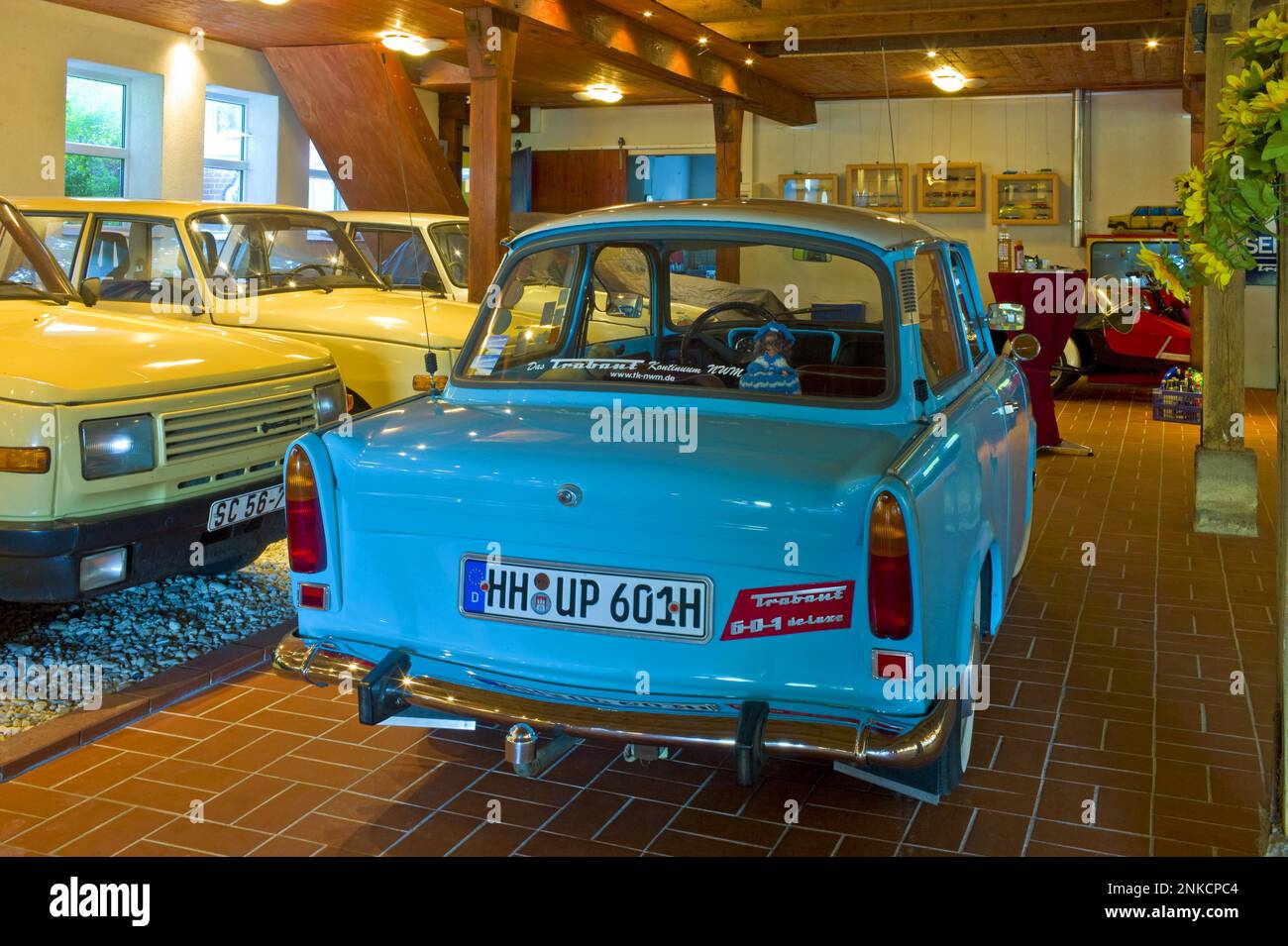 GDR cars Trabant and Wartburg in an exhibition. Private museum on the ...