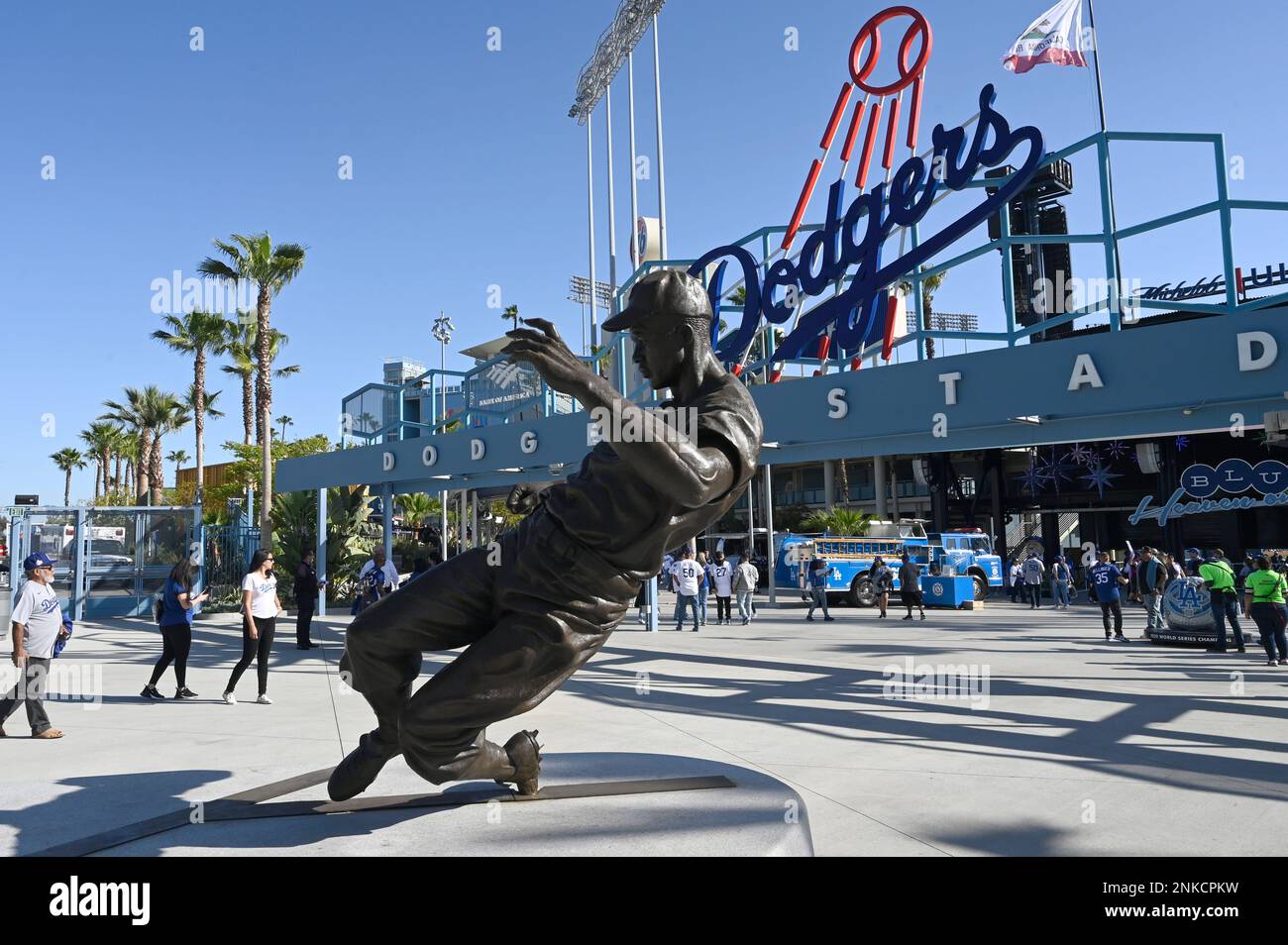 LOS ANGELES, CA - APRIL 14: This statue of Jackie Robinson stands at ...