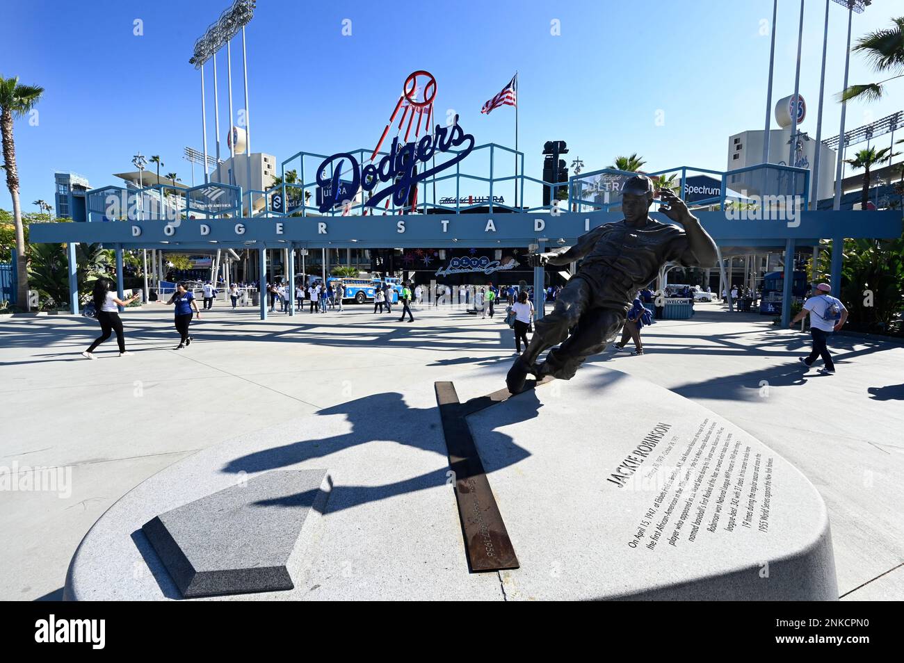 LOS ANGELES, CA - APRIL 14: This statue of Jackie Robinson stands at ...