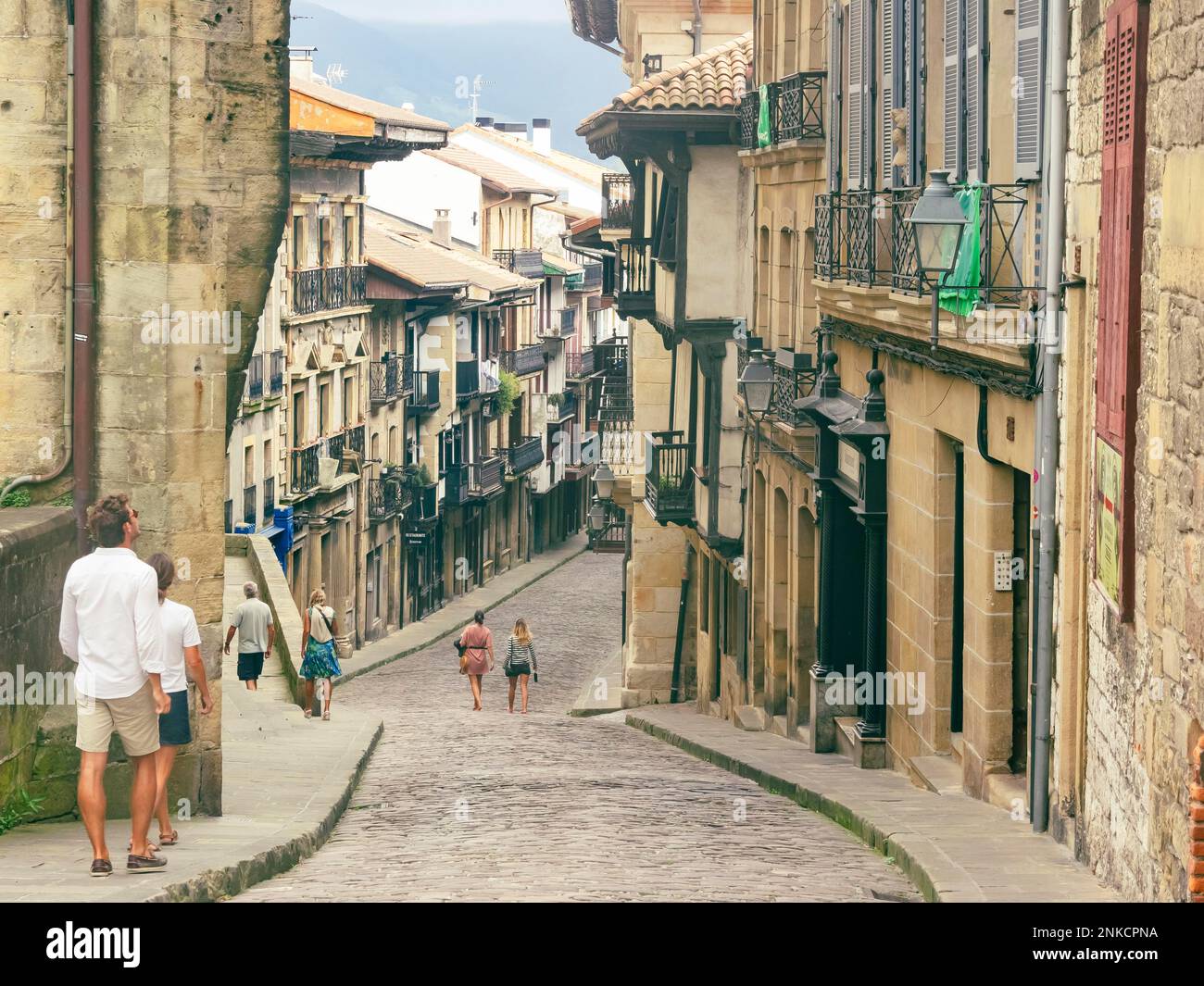 Steep streets of Hondarribia, Basque Country, Spain Stock Photo - Alamy