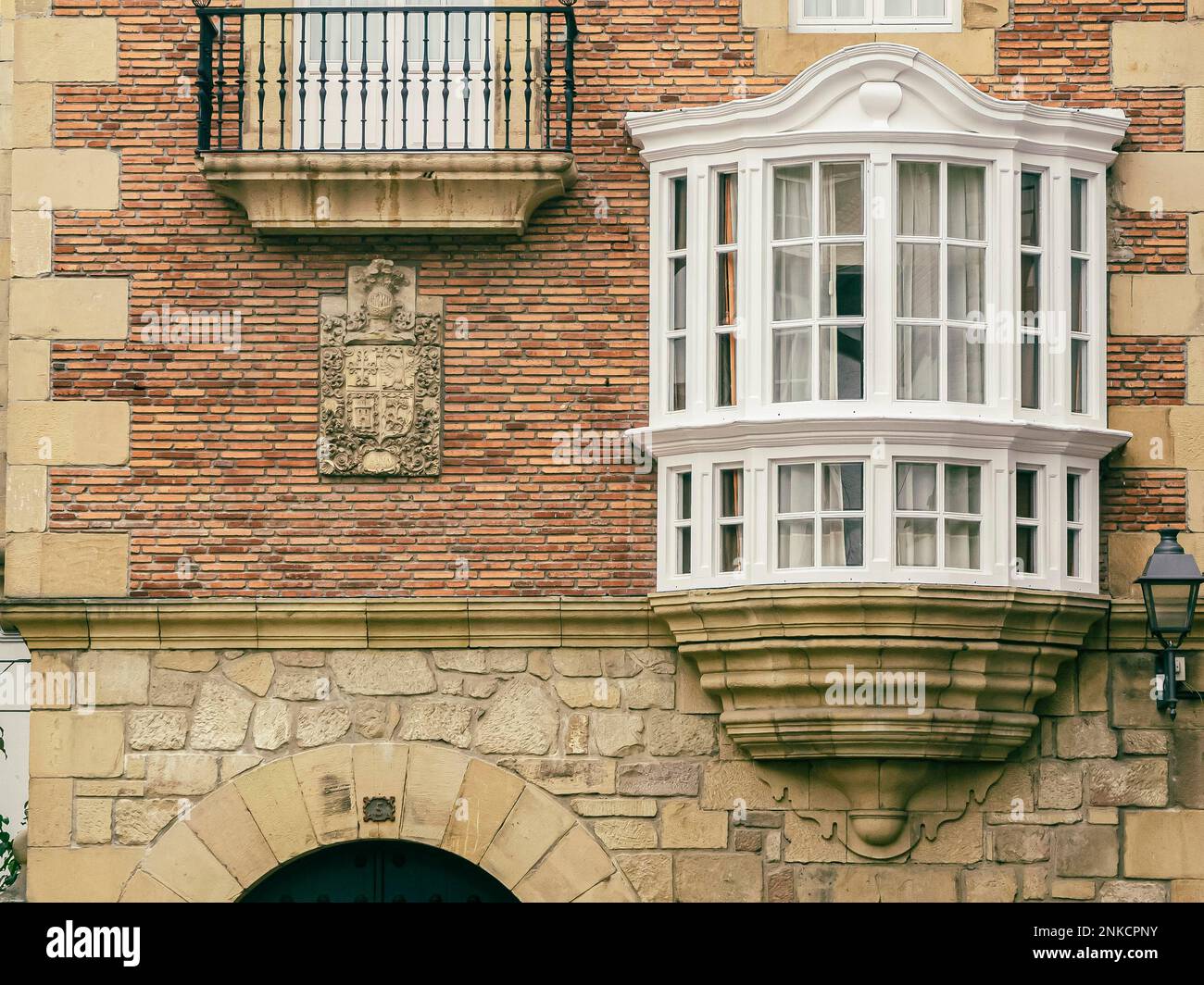 Large wooden bay window, Hondarribia, Basque Country, Euscadi, Spain ...