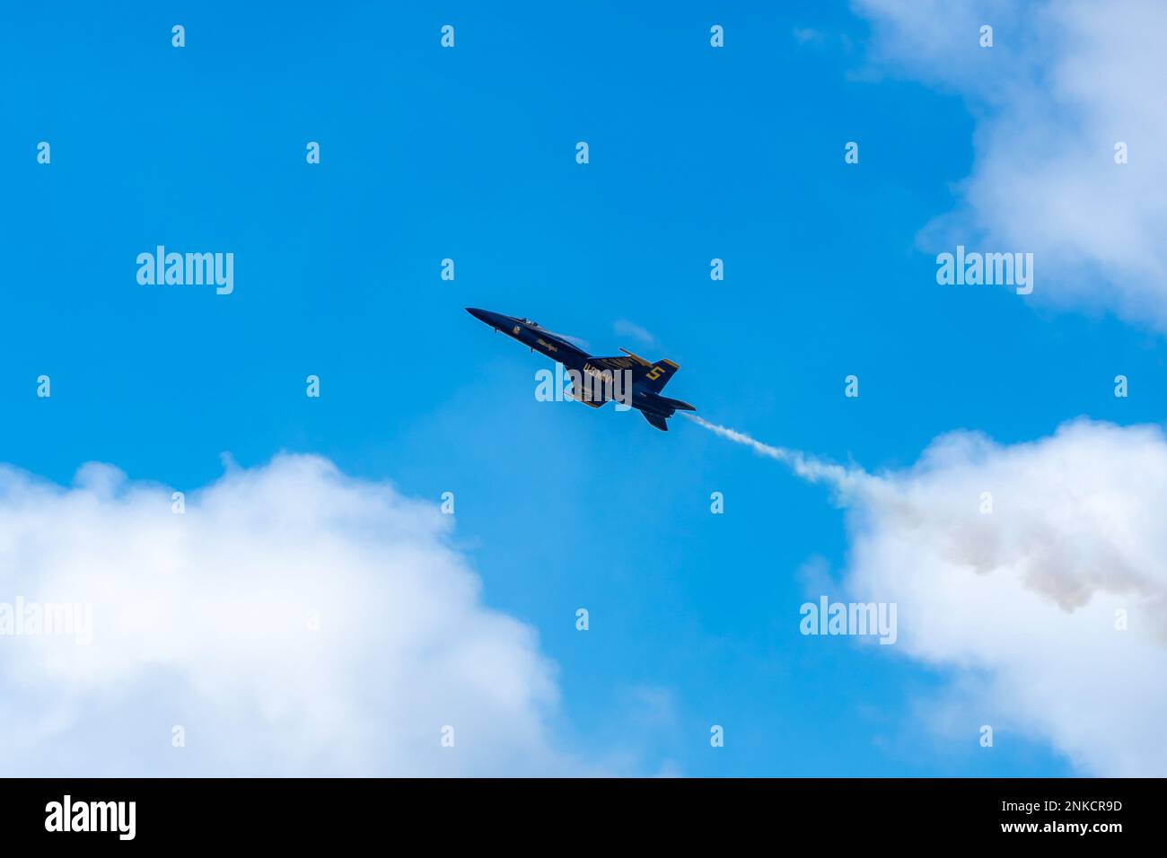 U.S. Navy Blue Angel 5 performs a stunt as part of the 2022 Kaneohe Bay ...