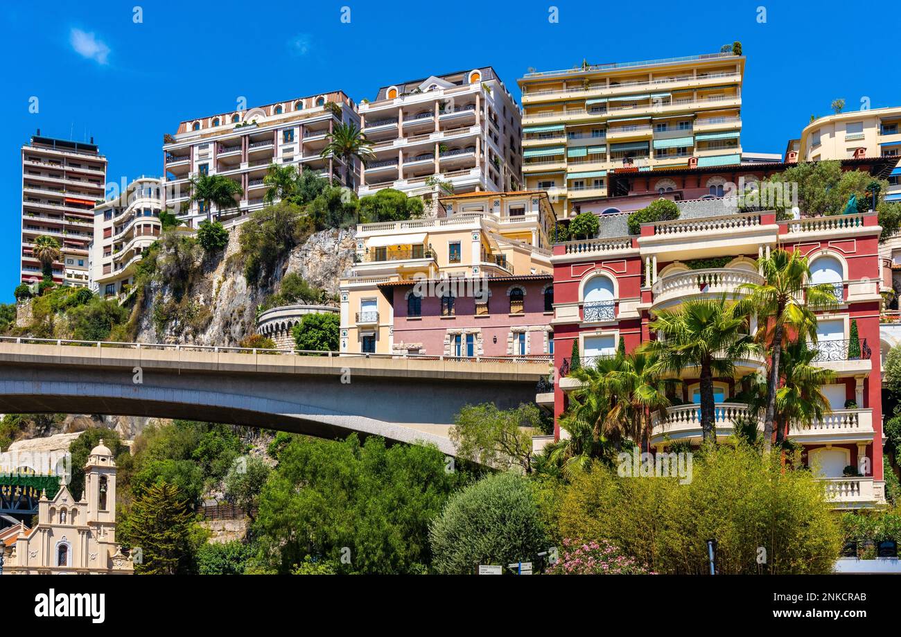 Monaco, France - August 2, 2022: Panoramic view of sea front residences ...