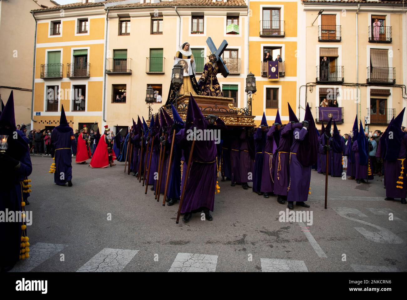 Nazarenes participate in the procession of 'Las Turbas' with the image ...