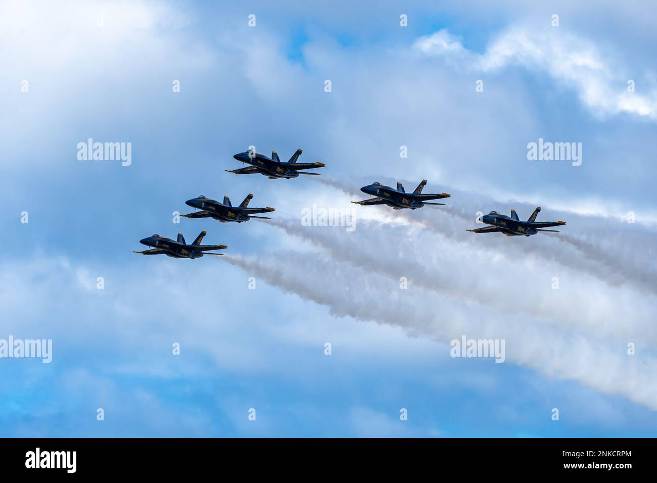 The U.S. Navy Blue Angels perform a stunt as part of the 2022 Kaneohe ...