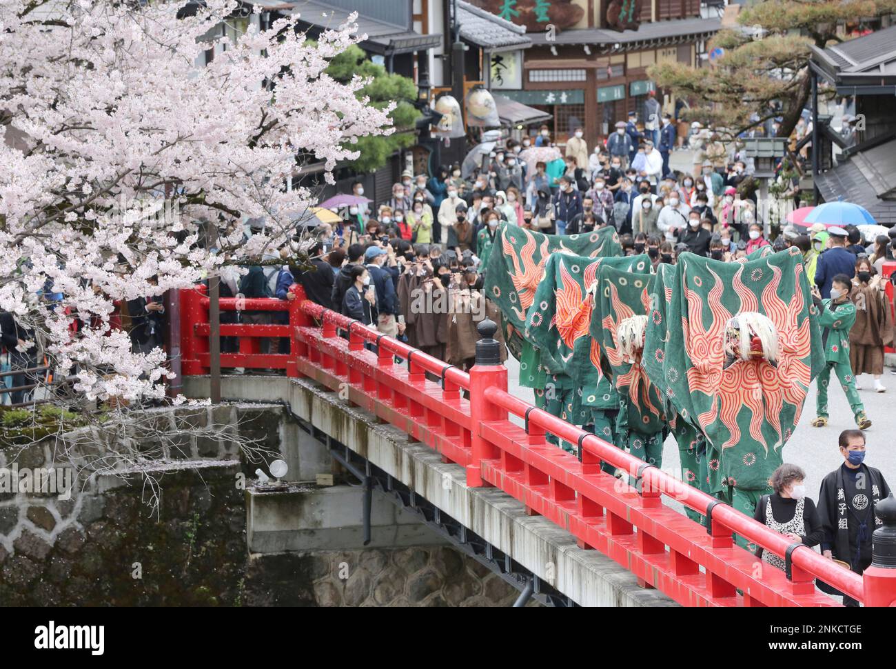 Local members of Takayama Preservation Society parade during the Spring ...