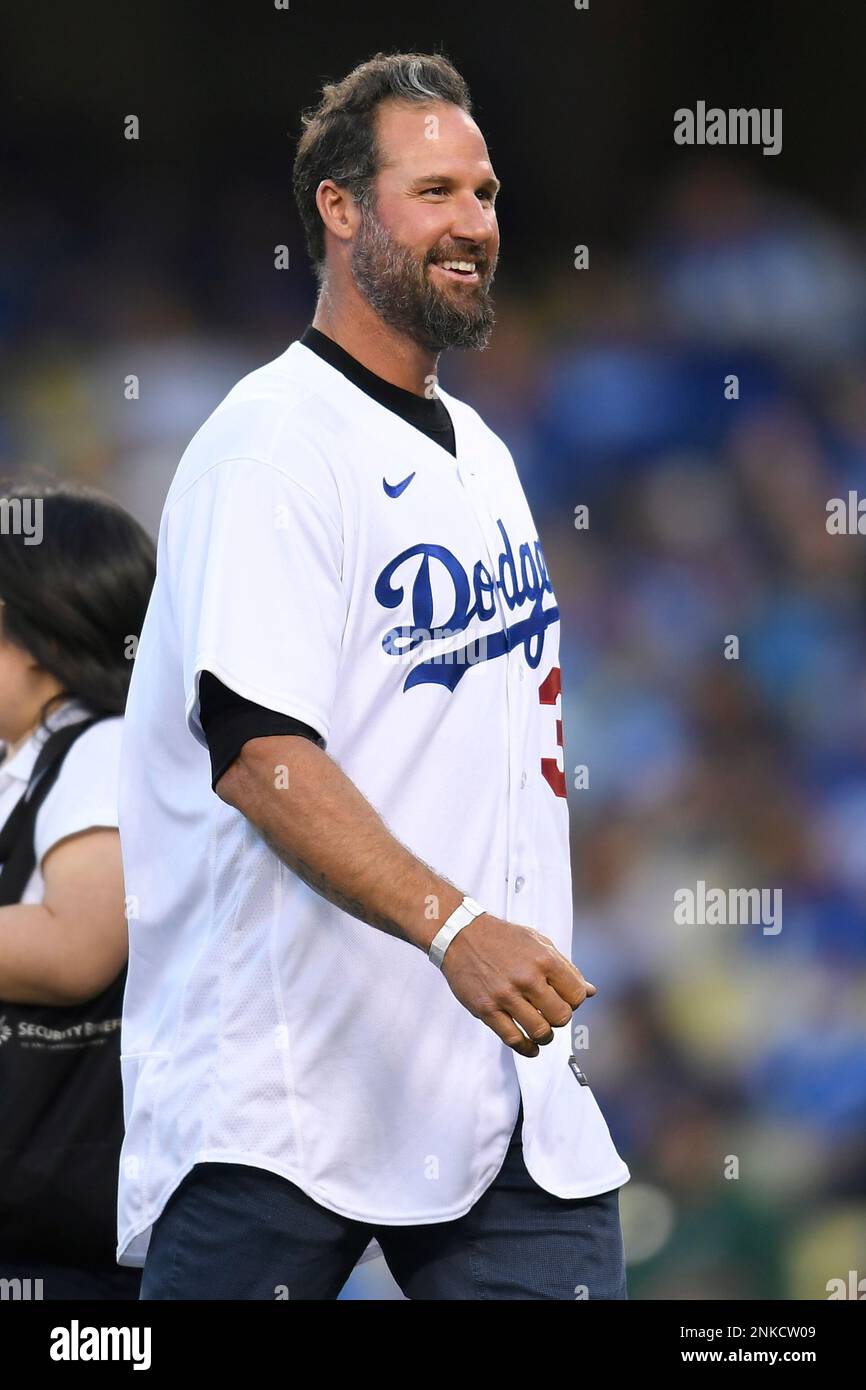 LOS ANGELES, CA - APRIL 14: Former Dodger pitcher Eric Gagne walks from ...