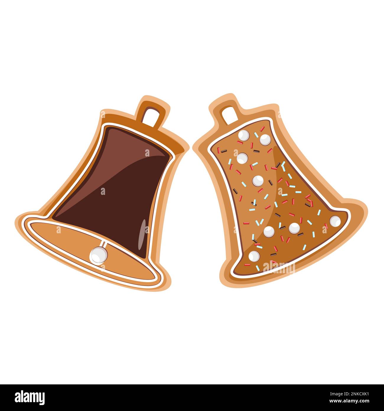 Gingerbread holiday cookie bells with chocolate, sprinkles, and icing ...