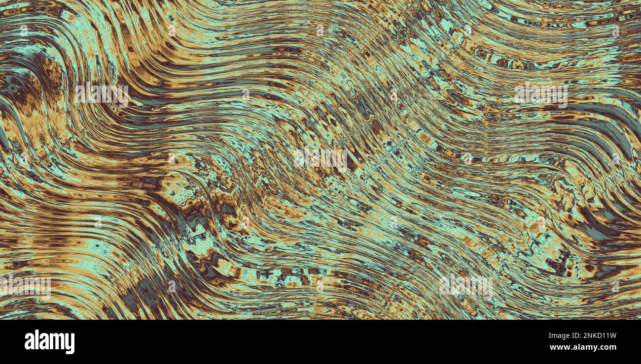 Seamless copper patina colored green and brown molten iridescent liquid ...