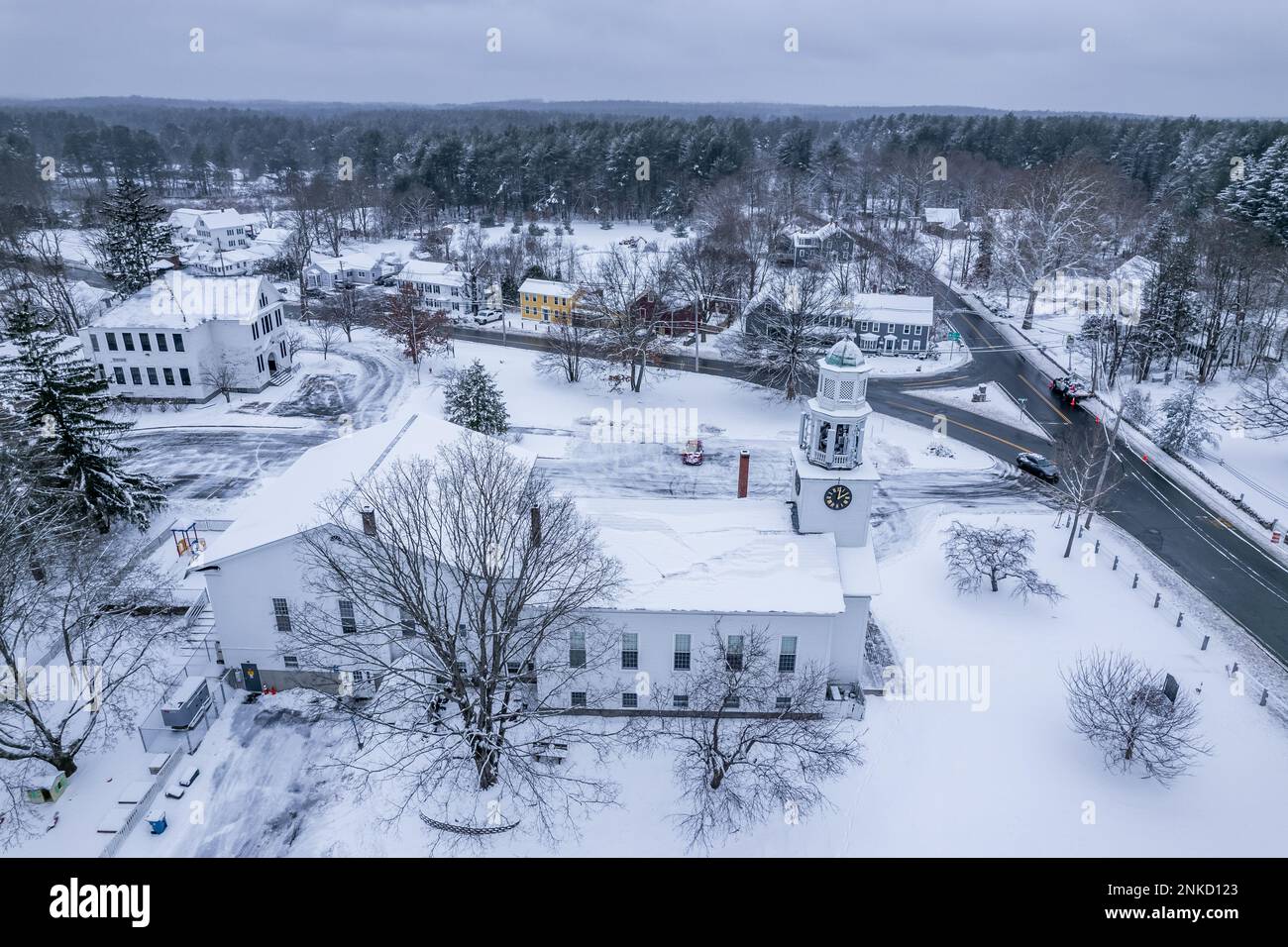 Drone view of Dunstable, Massachusetts in winter Stock Photo - Alamy