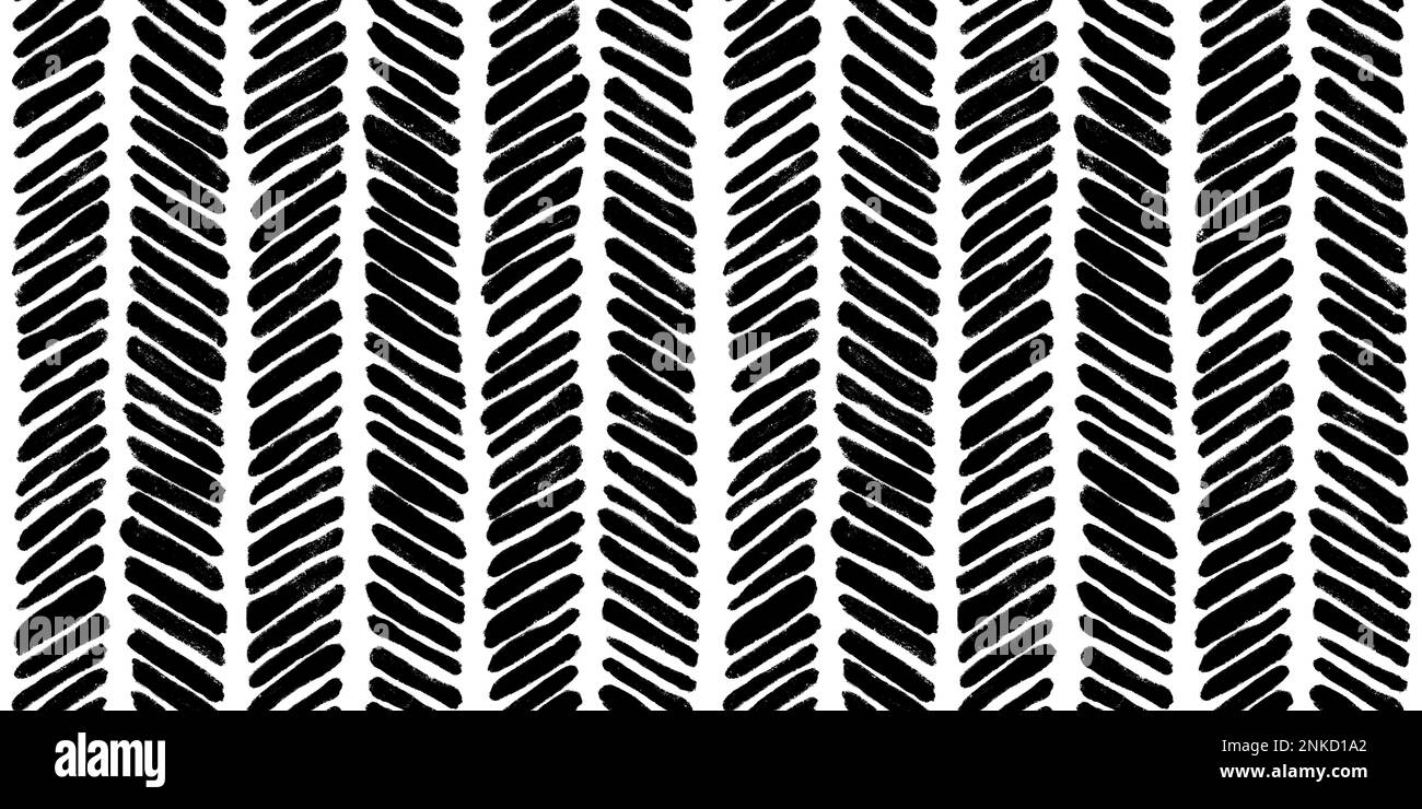 Seamless Whimsical Abstract Hand Drawn Striped Herringbone Pattern