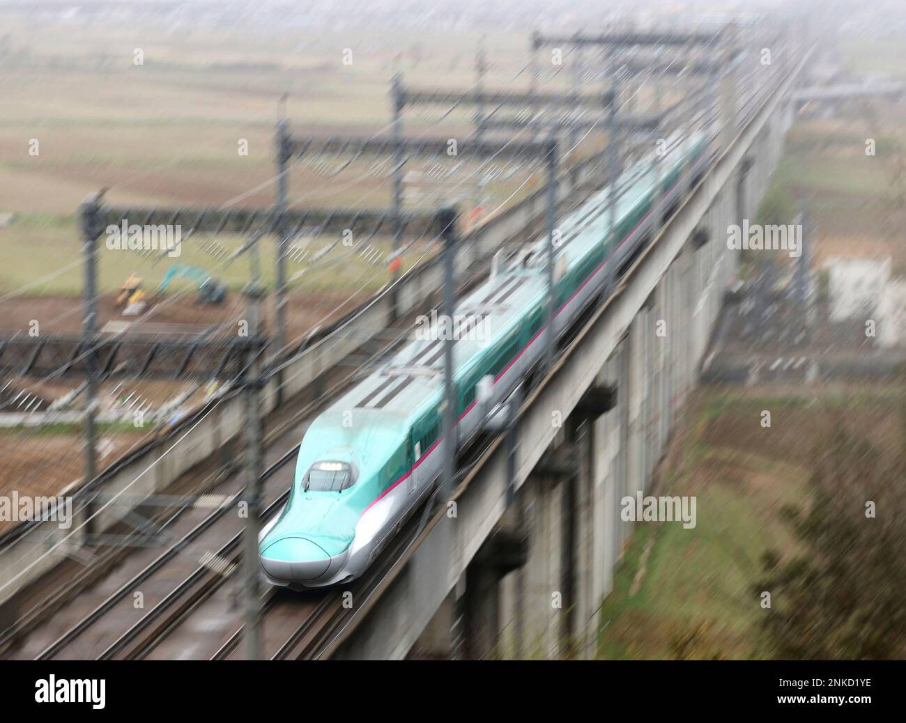 Tohoku Shinkansen Bullet Train Passes An Accident Site That A Train