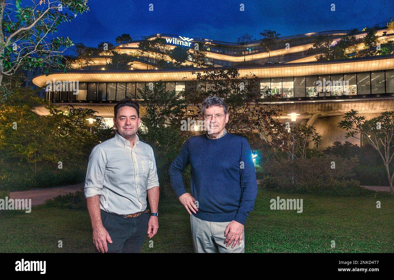 British architect Eric Parry (in blue) with Julian Ogiwara, director of ...