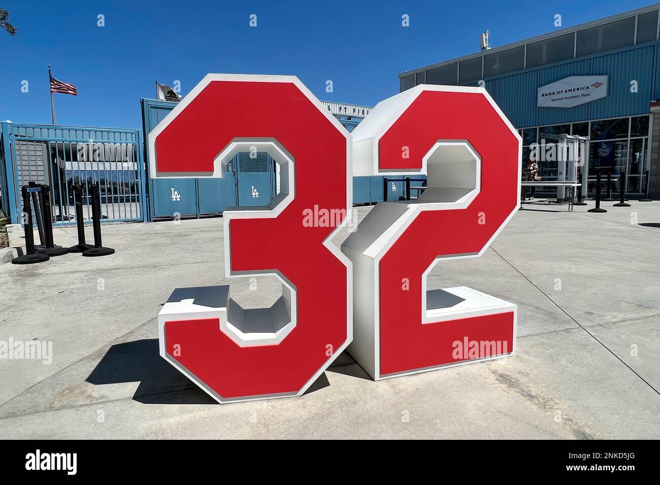 The No. 32 of former Los Angeles Dodgers pitcher Sandy Koufax at the ...