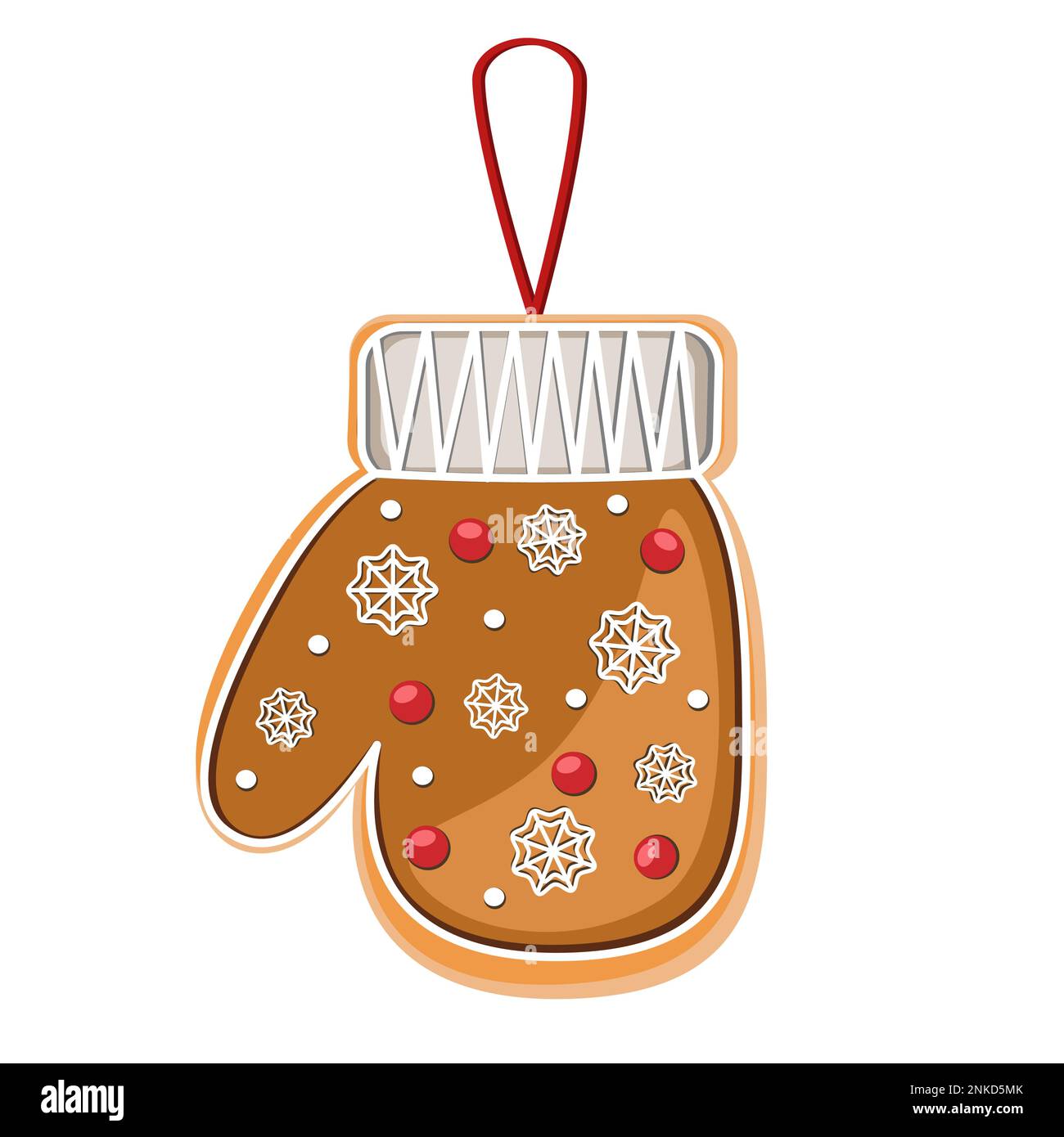 Gingerbread cookie mitten with icing decoration vector illustration ...