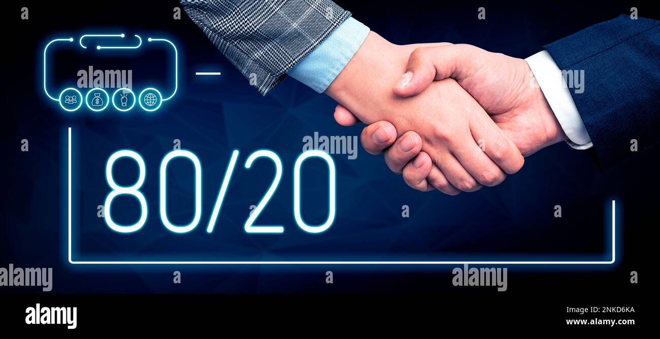 Sign displaying 80 to 20 percent. Business concept of Pareto principle ...