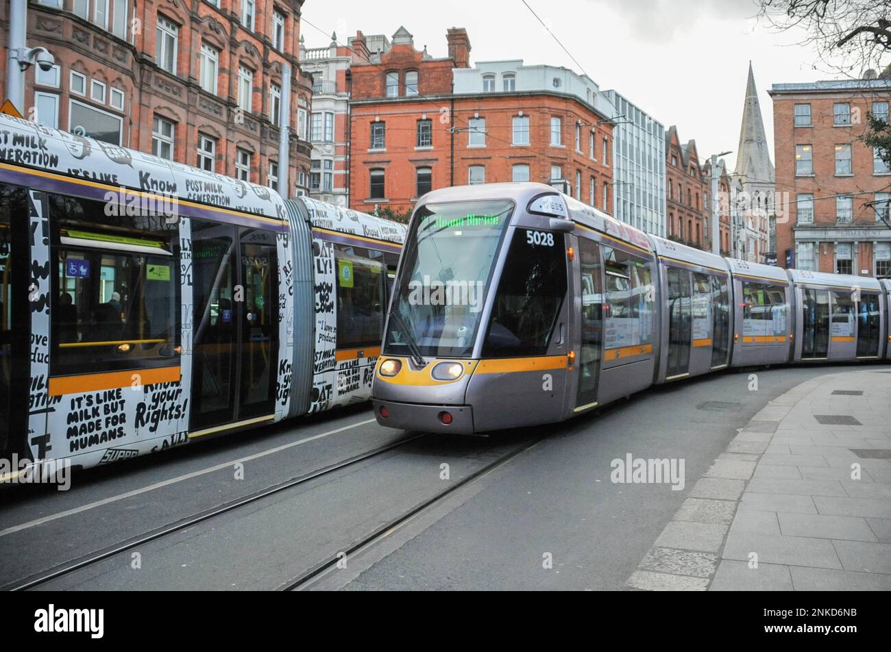 Luas tram in Dublin city centre, Dublin, Ireland Stock Photo - Alamy