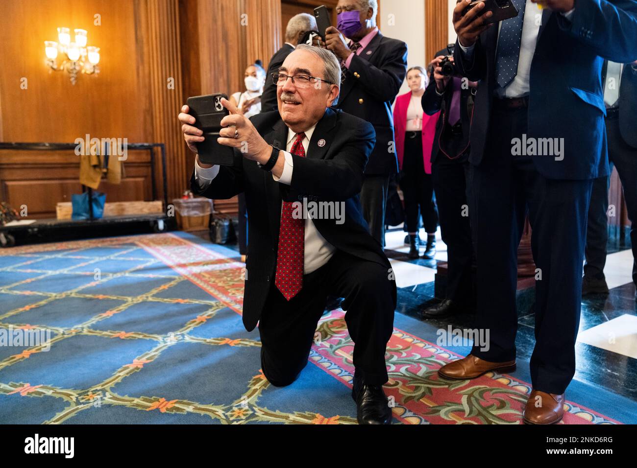 UNITED STATES - APRIL 6: Rep. G.K. Butterfield, D-N.C., takes a picture ...