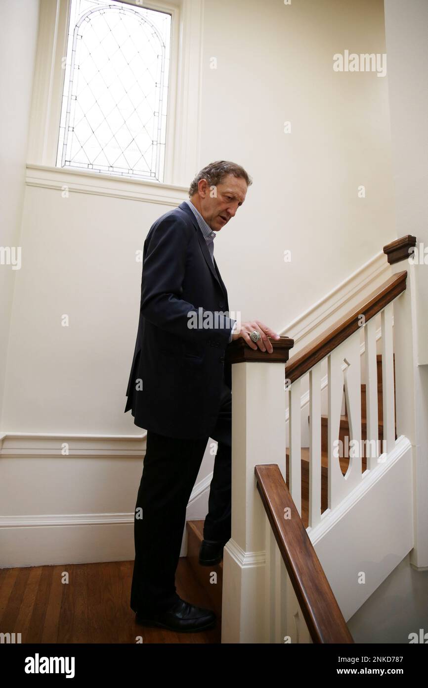 San Francisco Giants President and CEO Larry Baer walks up the stairs ...