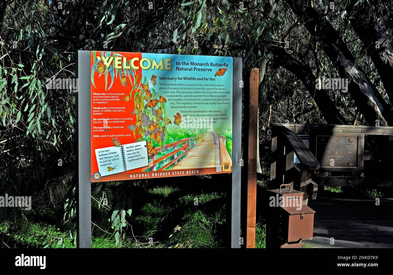 Natural Bridges State Beach monarch butterfly trail entrance sign ...