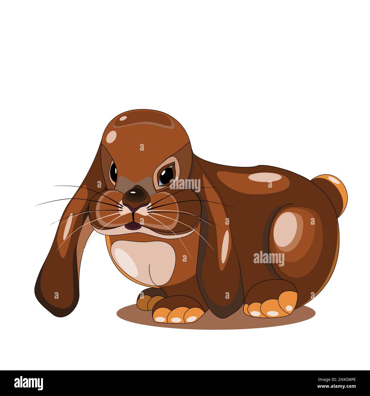 Little rabbit with long ears a symbol new year in flat technique vector ...