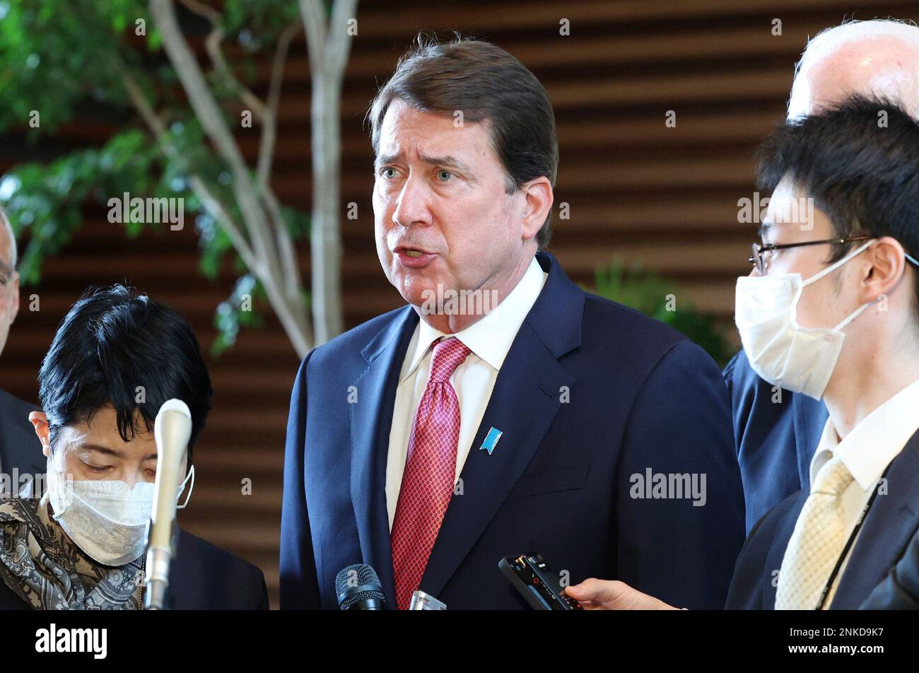 William Hagerty, United States Senator, speaks to media after meeinting ...