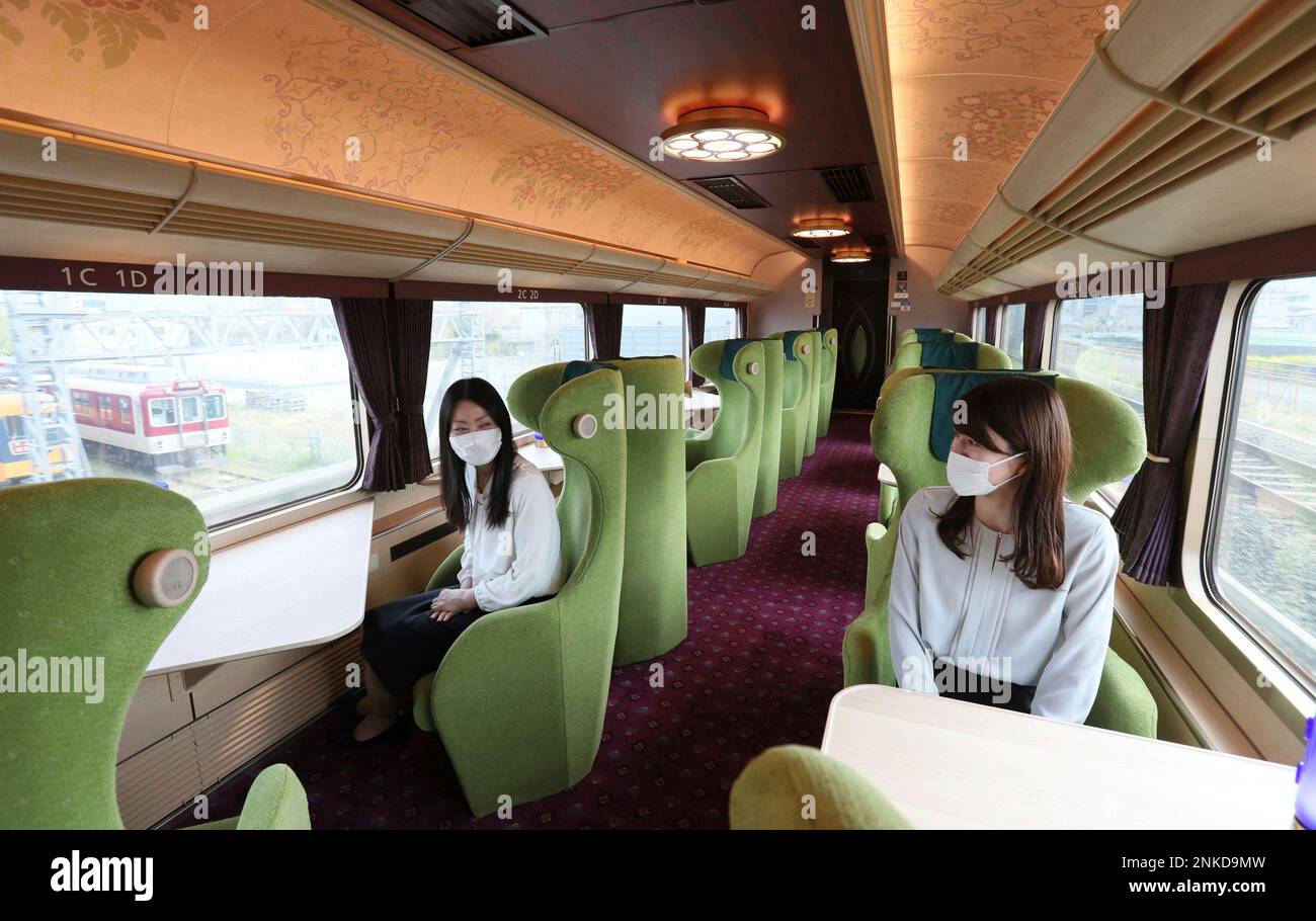 A Sightseeing Limited Express AONIYOSHI is opened to media on April 12 ...