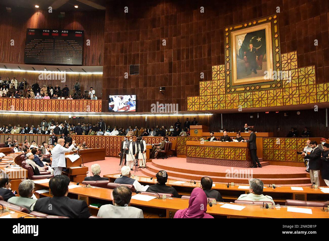 In this photo released by National Assembly of Pakistan, newly elected ...