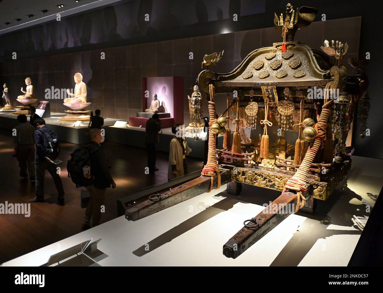 Hiyoshi Sanno Kondo Soshinyo, a portable shrine, is displayed at a ...