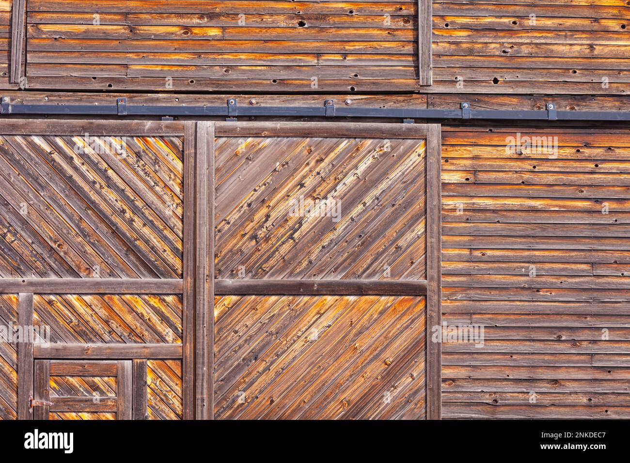 Abstract image of weatherd wooden siding on a shed in Steveston British ...