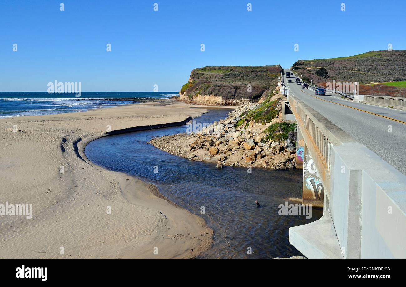 Scott Creek Bridge, Highway 1 near Santa Cruz, California Stock Photo ...