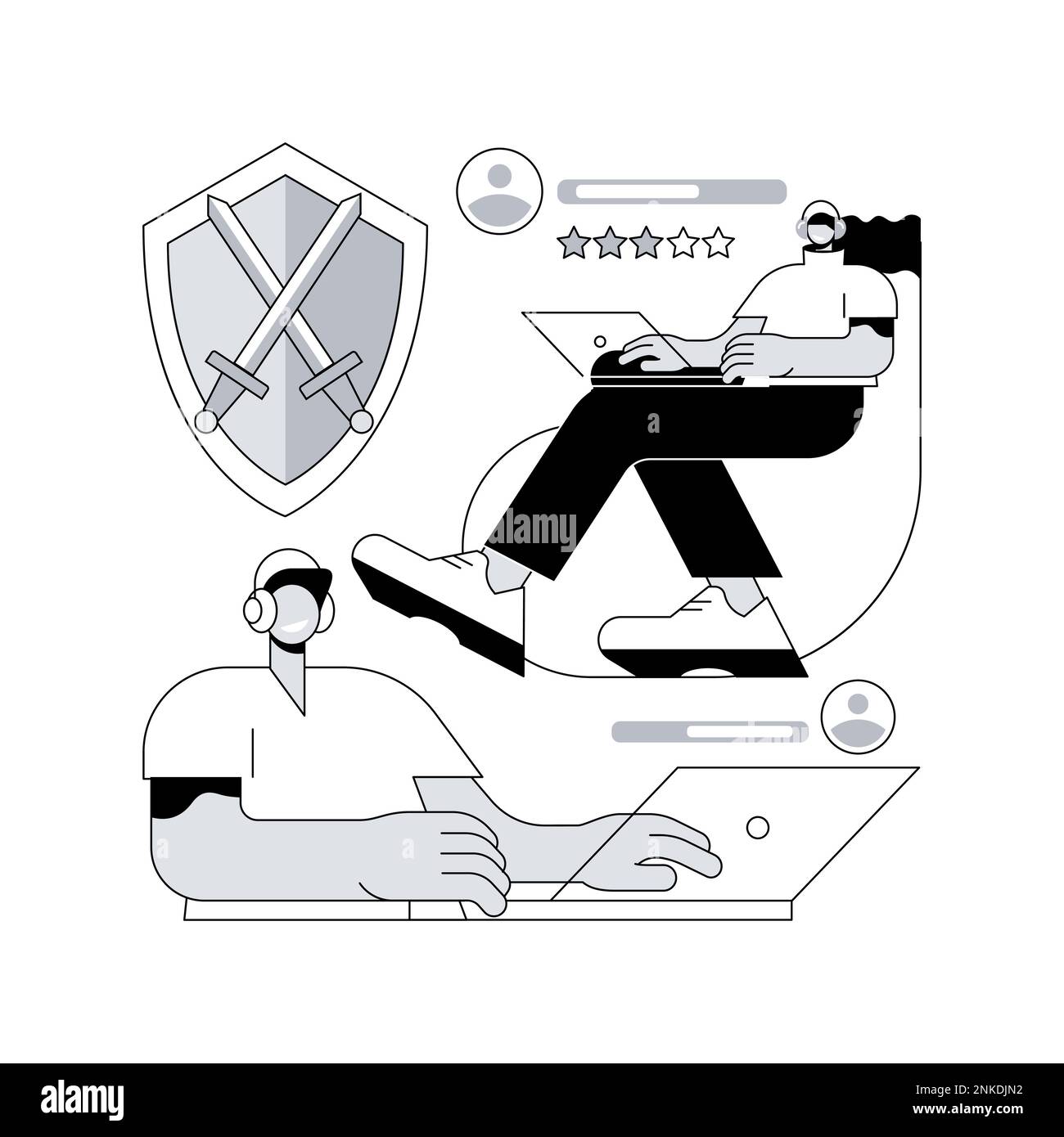 MMORPG abstract concept vector illustration. Browser MMORPG, massive ...