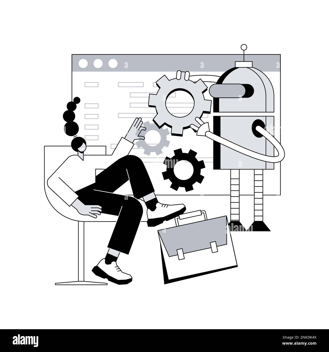Collaborative Robotics Abstract Concept Vector Illustration