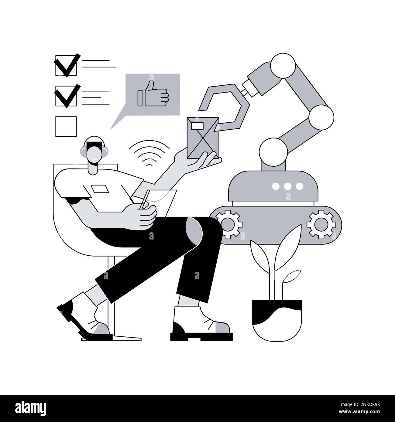 Remotely operated robots abstract concept vector illustration. Remotely ...