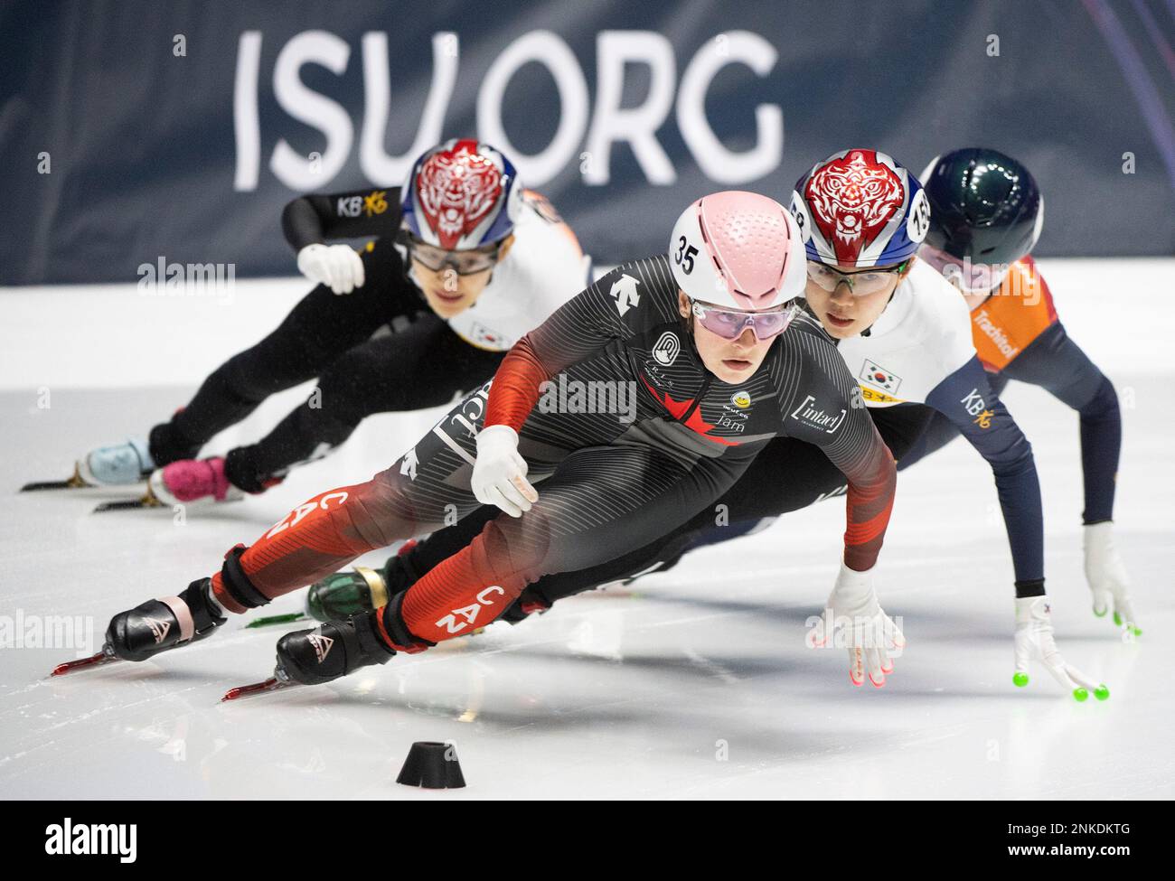 Kim Boutin of Canada (35) skates to a second place finish during the ...