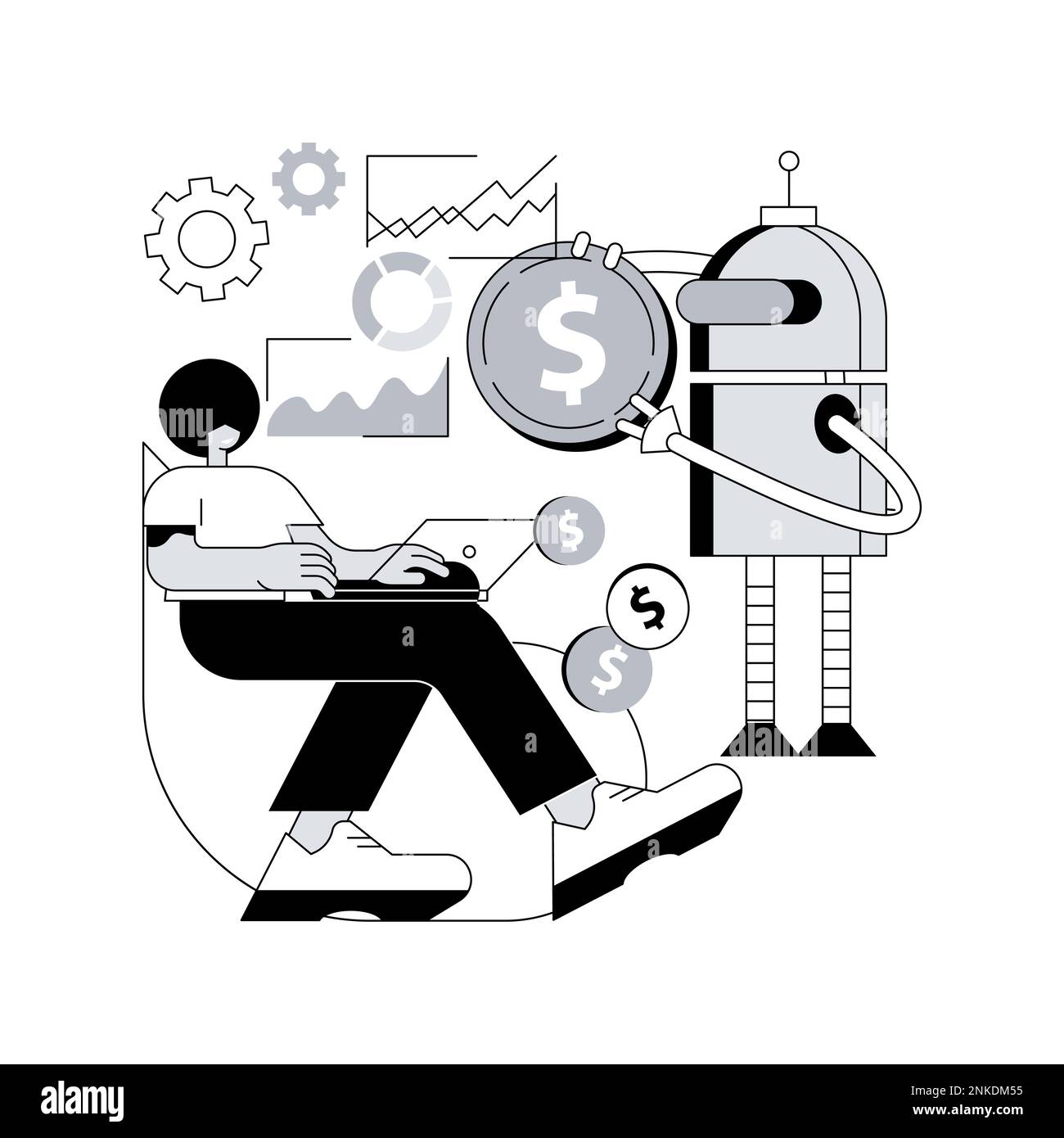 Self-parking car system abstract concept vector illustration. Automated ...