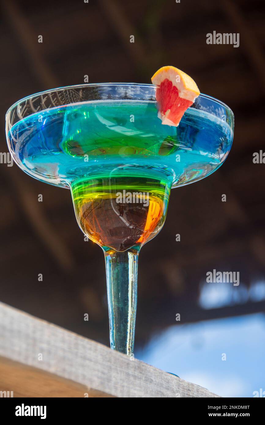 An unknown tropical drink sitting on the table of a bar, Cozumel ...