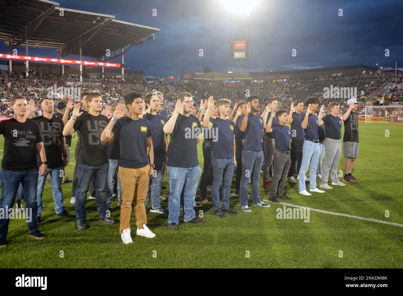 Future Sailors and future military members recite the oath of ...