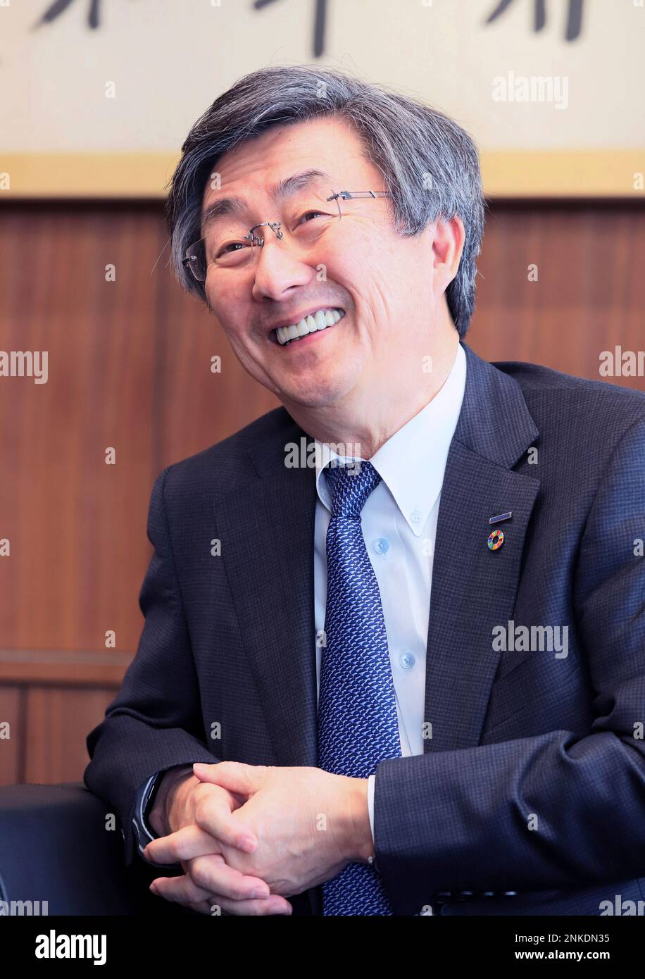 Yaskawa Electric Corporation President Hiroshi Ogasawara poses for ...