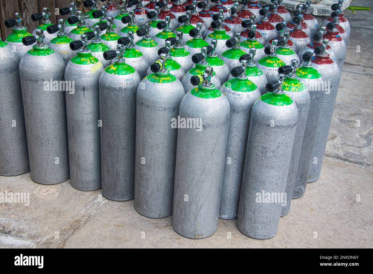 Silver and green dive tanks oxygen tanks padi diving safety hi-res ...