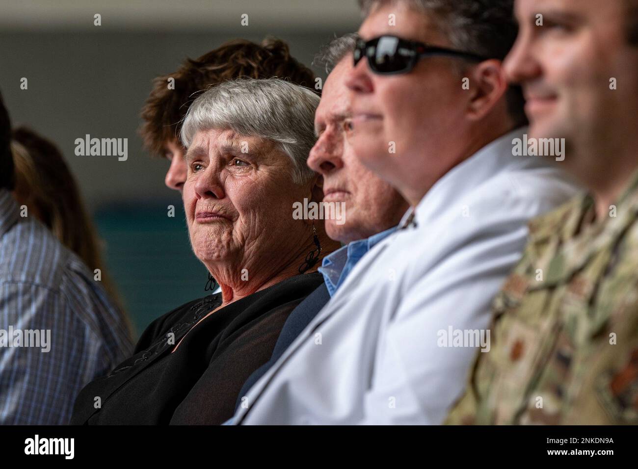 The mother of Lt. Col. Dennis Bird shows emotion during a change of ...