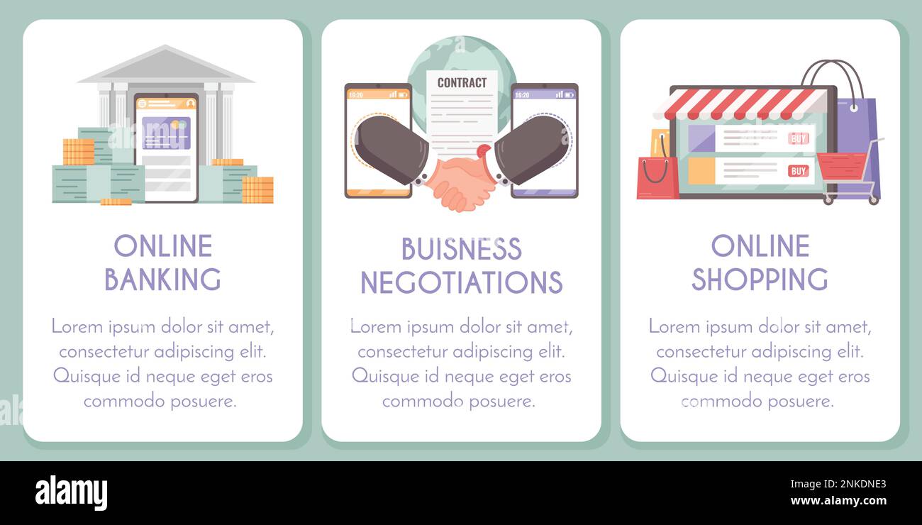 Digital transformation flat banner vertical set with digitalization ...