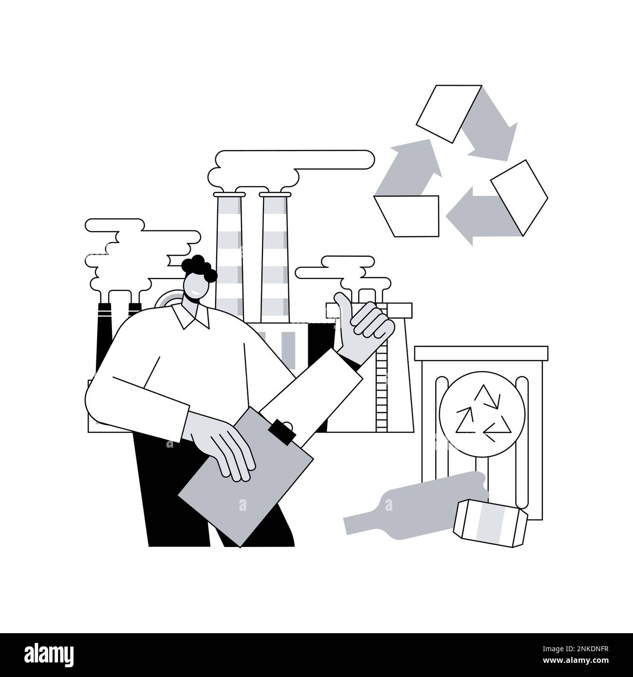Mechanical recycling abstract concept vector illustration. Mechanical ...