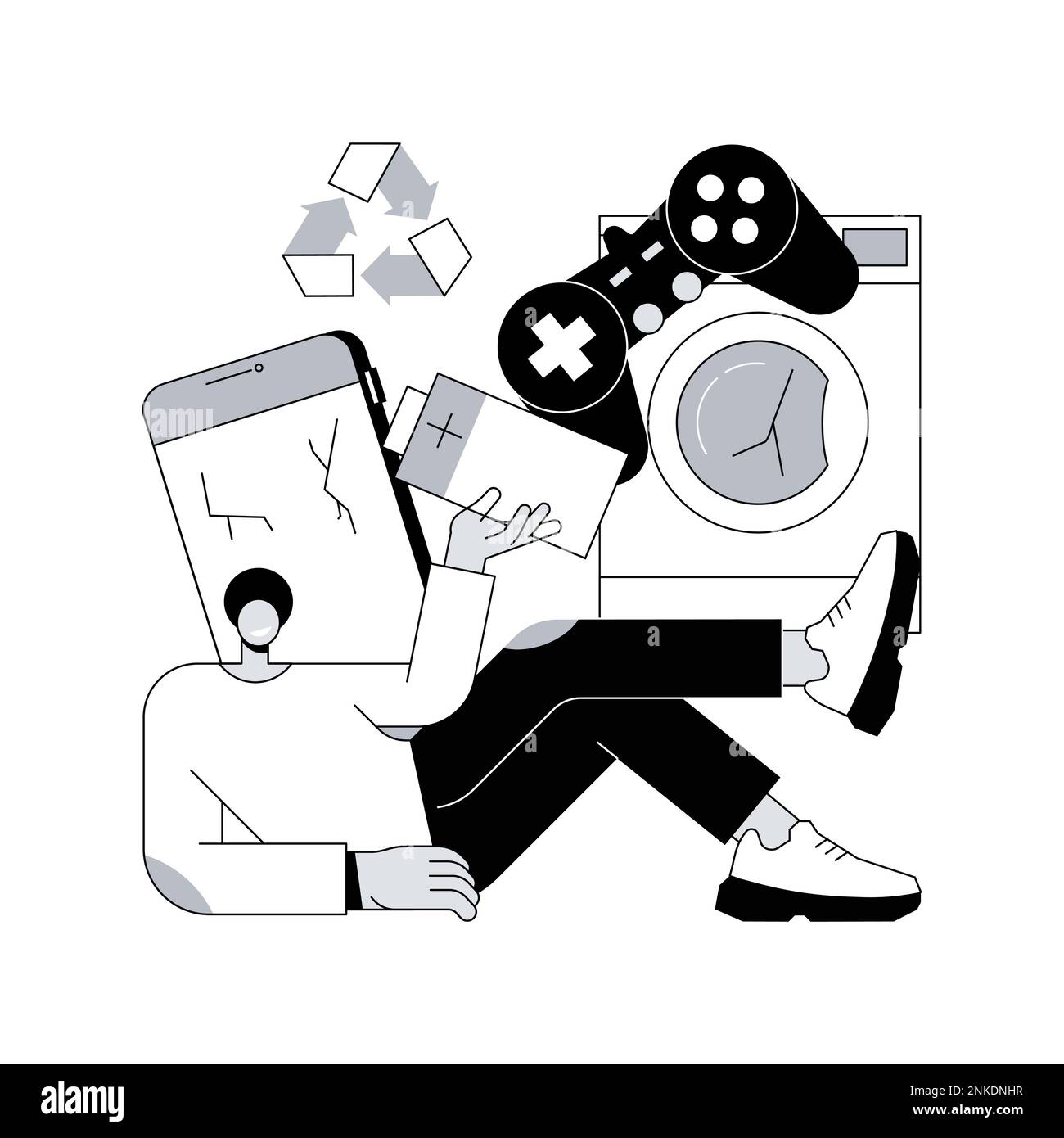 E-waste reduction abstract concept vector illustration. E-waste ...