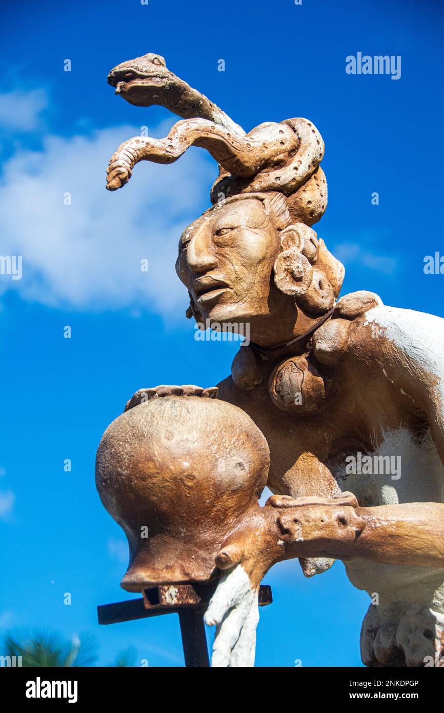 Closeup close up indigenous warrior with snakes coming of of hi-res ...