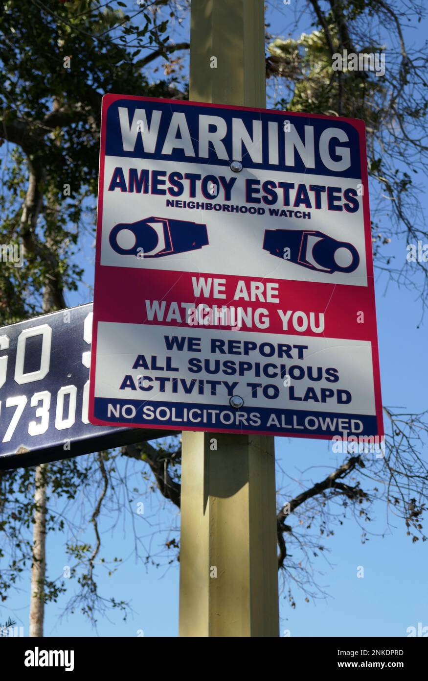Encino, California, USA 22nd February 2023 Amestoy Estates Sign and ...
